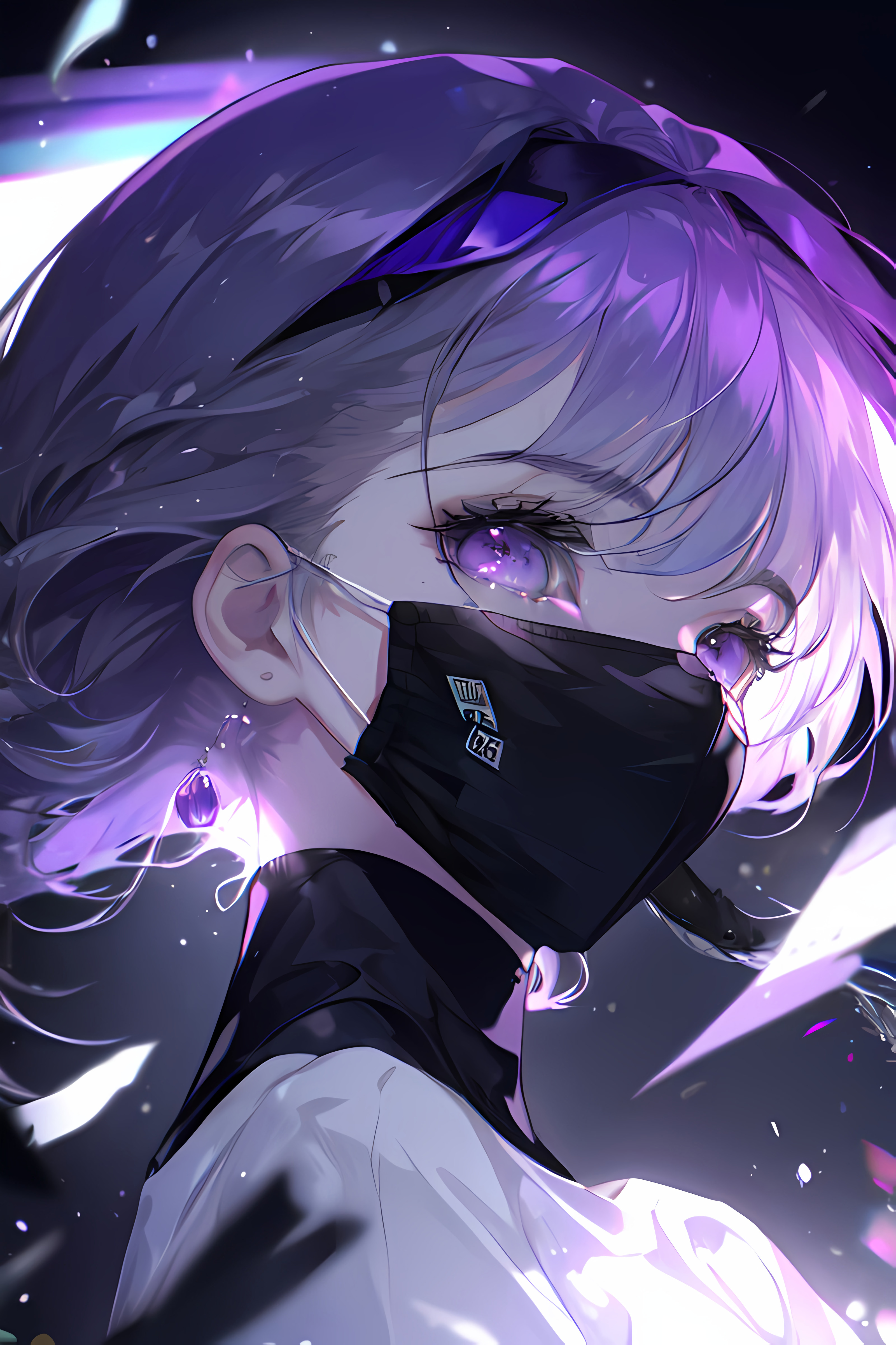 Download wallpaper 3200x4800 girl, mask, headband, eyes, anime, purple ...