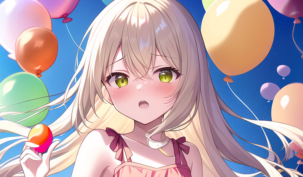Download wallpaper 1024x600 girl, movement, balloons, anime netbook ...