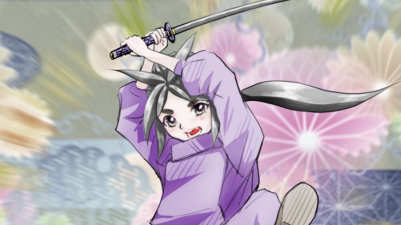 Wallpaper girl, movement, jump, katana, anime hd, picture, image