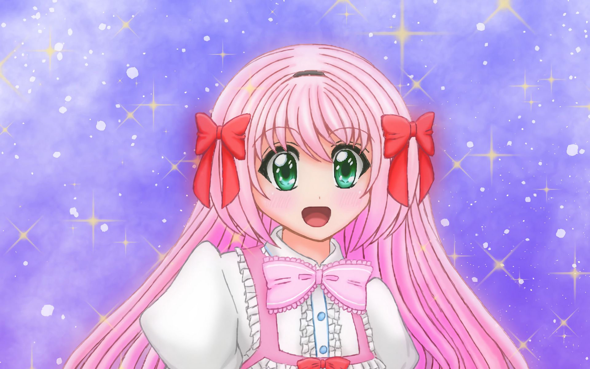 Download wallpaper 1920x1200 girl, princess, smile, dress, anime, pink ...