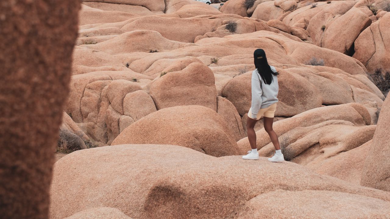 Wallpaper girl, rocks, stones, nature hd, picture, image