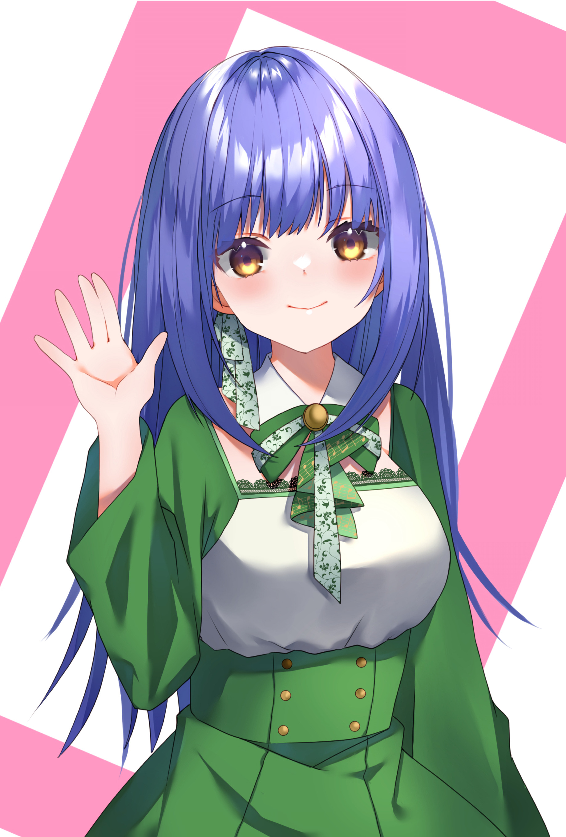 Download wallpaper 1838x2720 girl, smile, gesture, art, anime hd background Download wallpaper 1838x2720 girl, smile, gesture, art, anime hd background