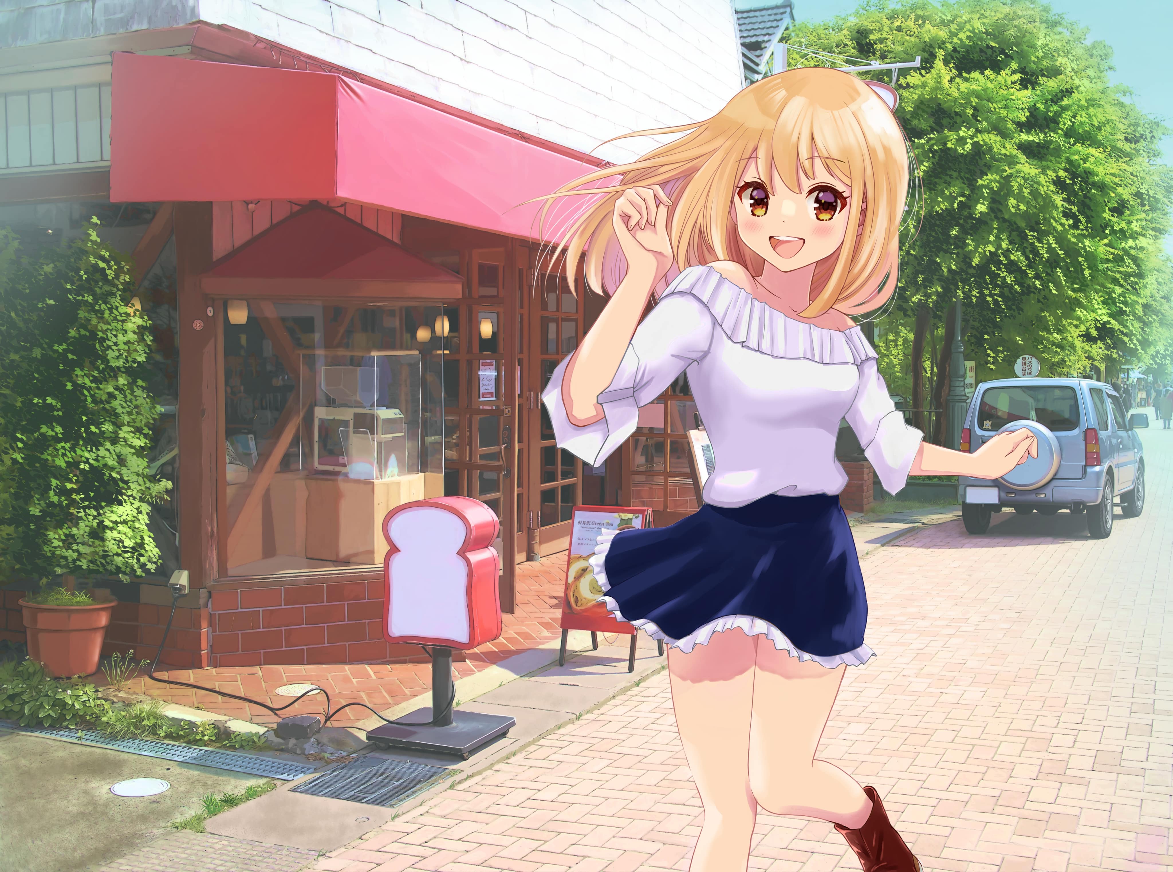 Download wallpaper 4096x3046 girl, smile, running, anime, art, cartoon ...