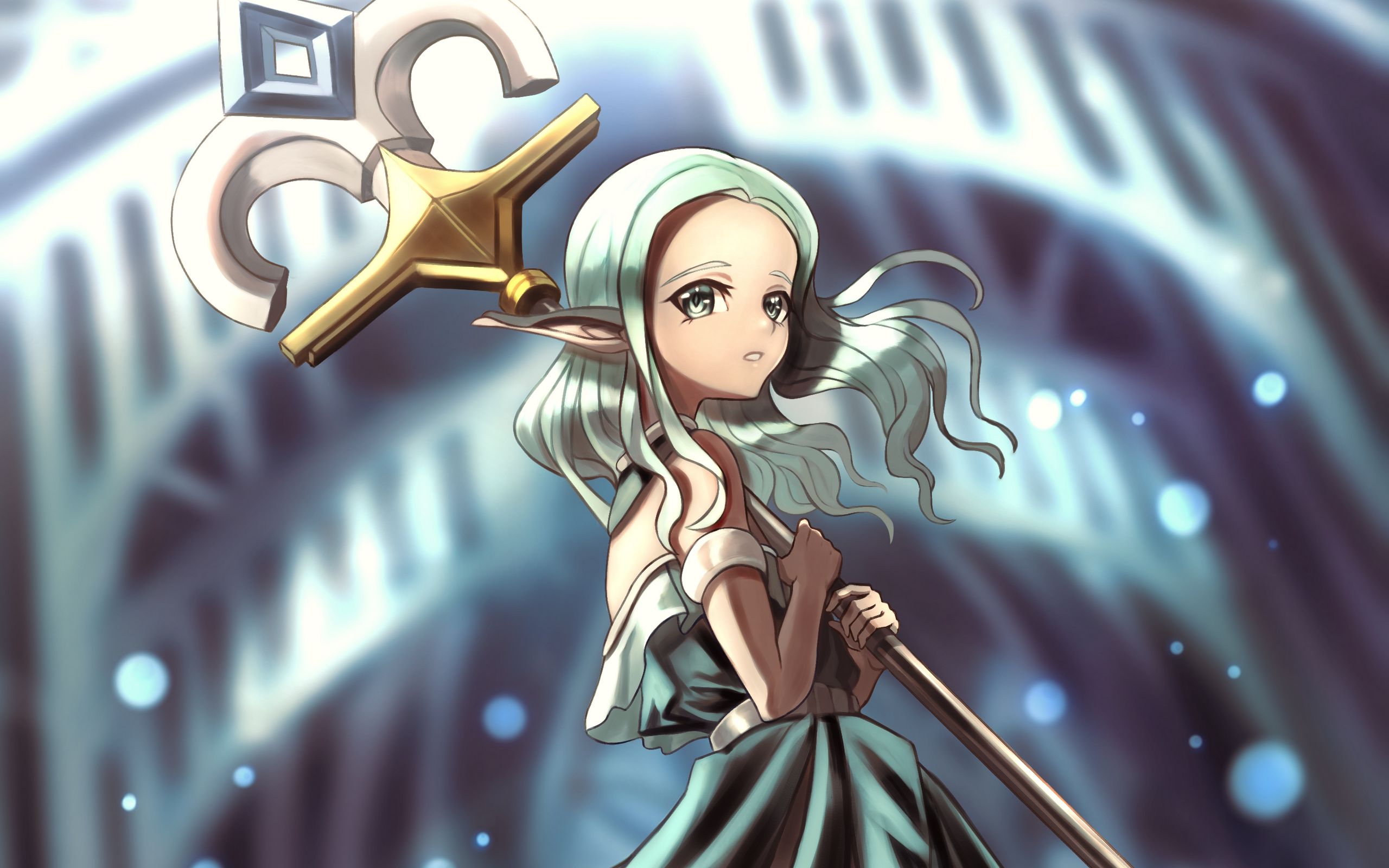 Download wallpaper 2560x1600 girl, staff, fantasy, anime, art ...