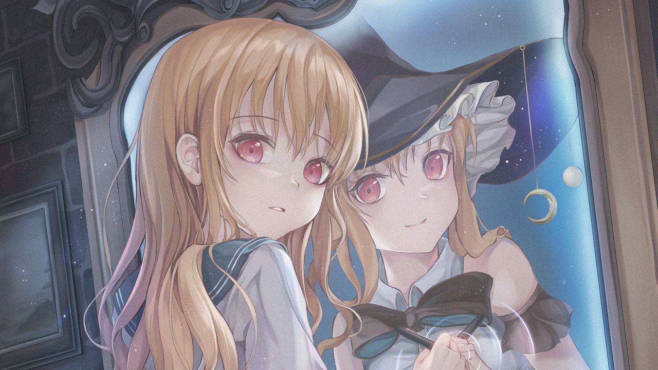 Wallpaper girl, witch, reflection, mirror, anime hd, picture, image