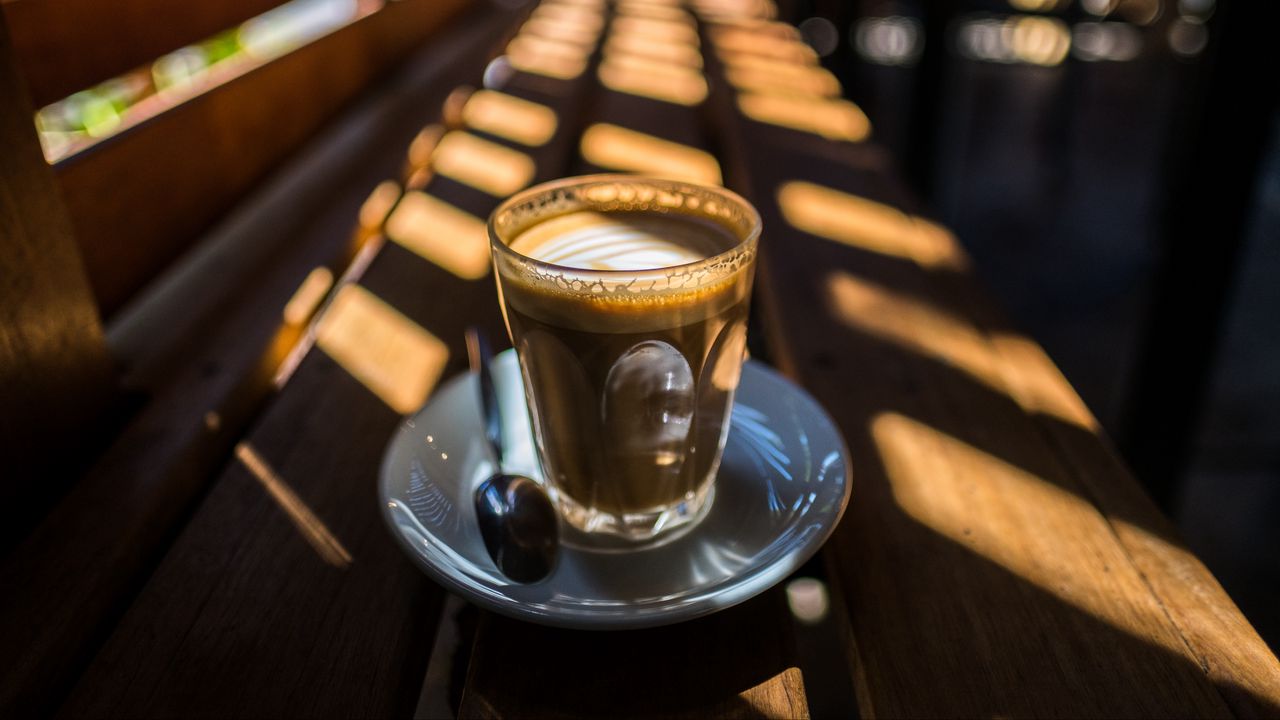 Wallpaper glass, coffee, light, cafe hd, picture, image