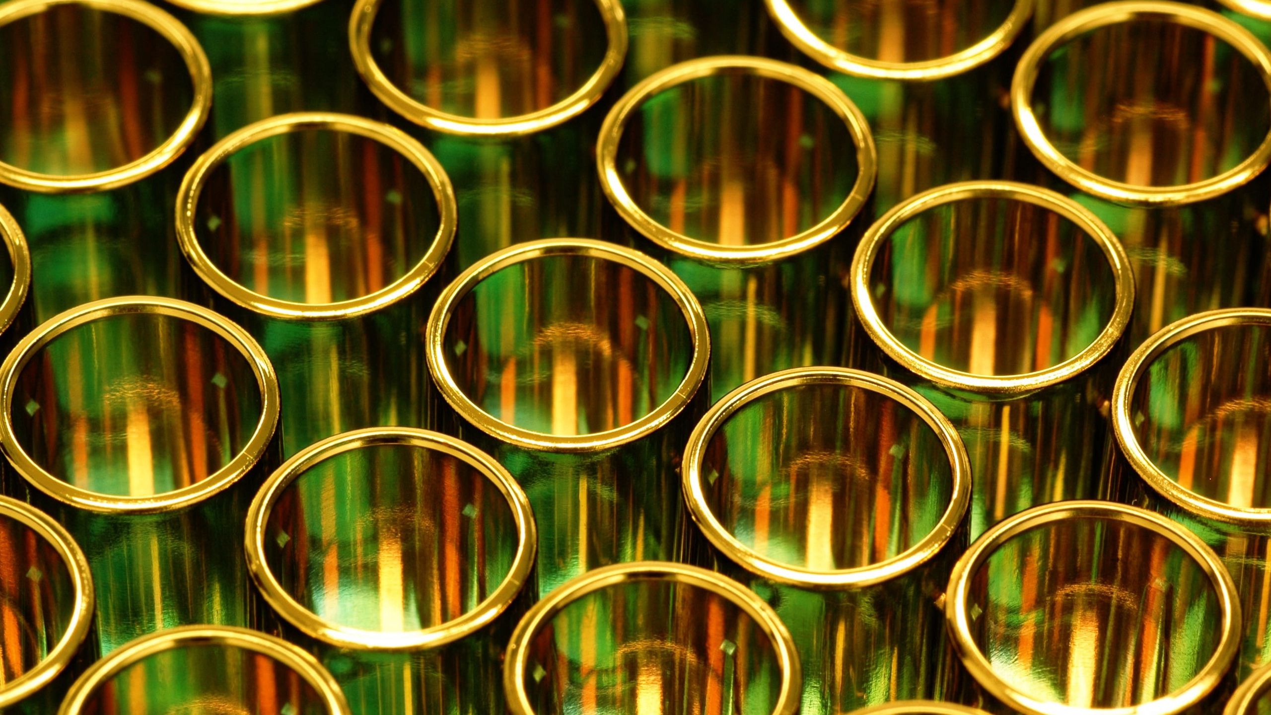 Download wallpaper 2560x1440 gold, pipes, circles, shapes widescreen 16 ...