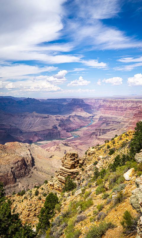 Download wallpaper 480x800 grand canyon, canyon, landform, desert, sky ...