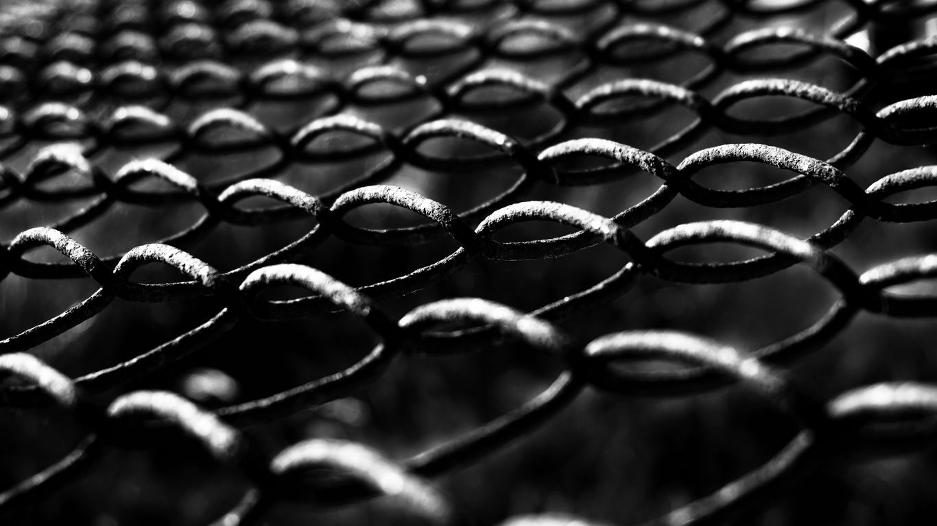 Download wallpaper 1366x768 grid, wire, black and white, macro tablet ...