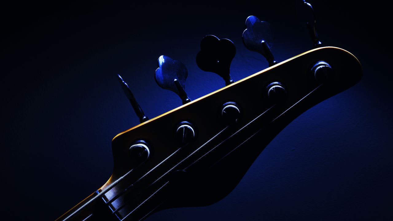 Wallpaper guitar, strings, music, dark, blue hd, picture, image