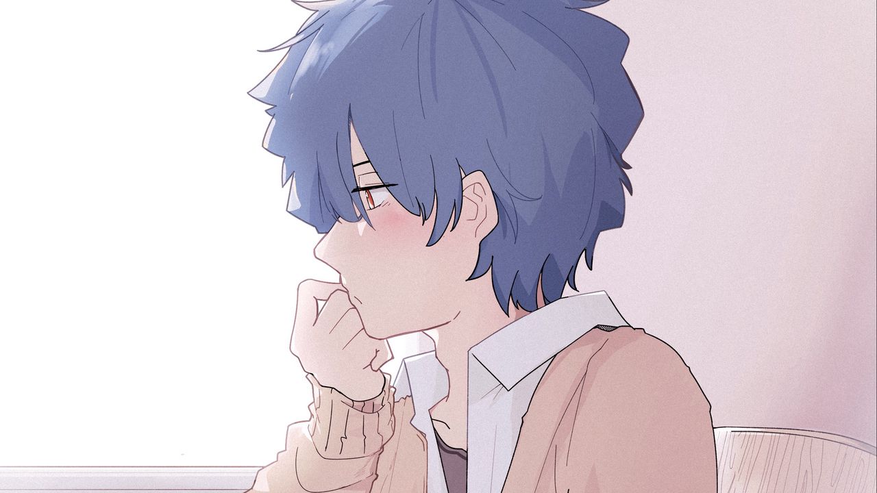 Wallpaper boy, alone, embarrassment, anime, art hd, picture, image