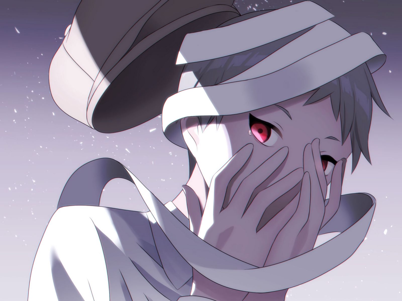 Download wallpaper 1600x1200 boy, bandages, cap, anime, art standard 4: ...