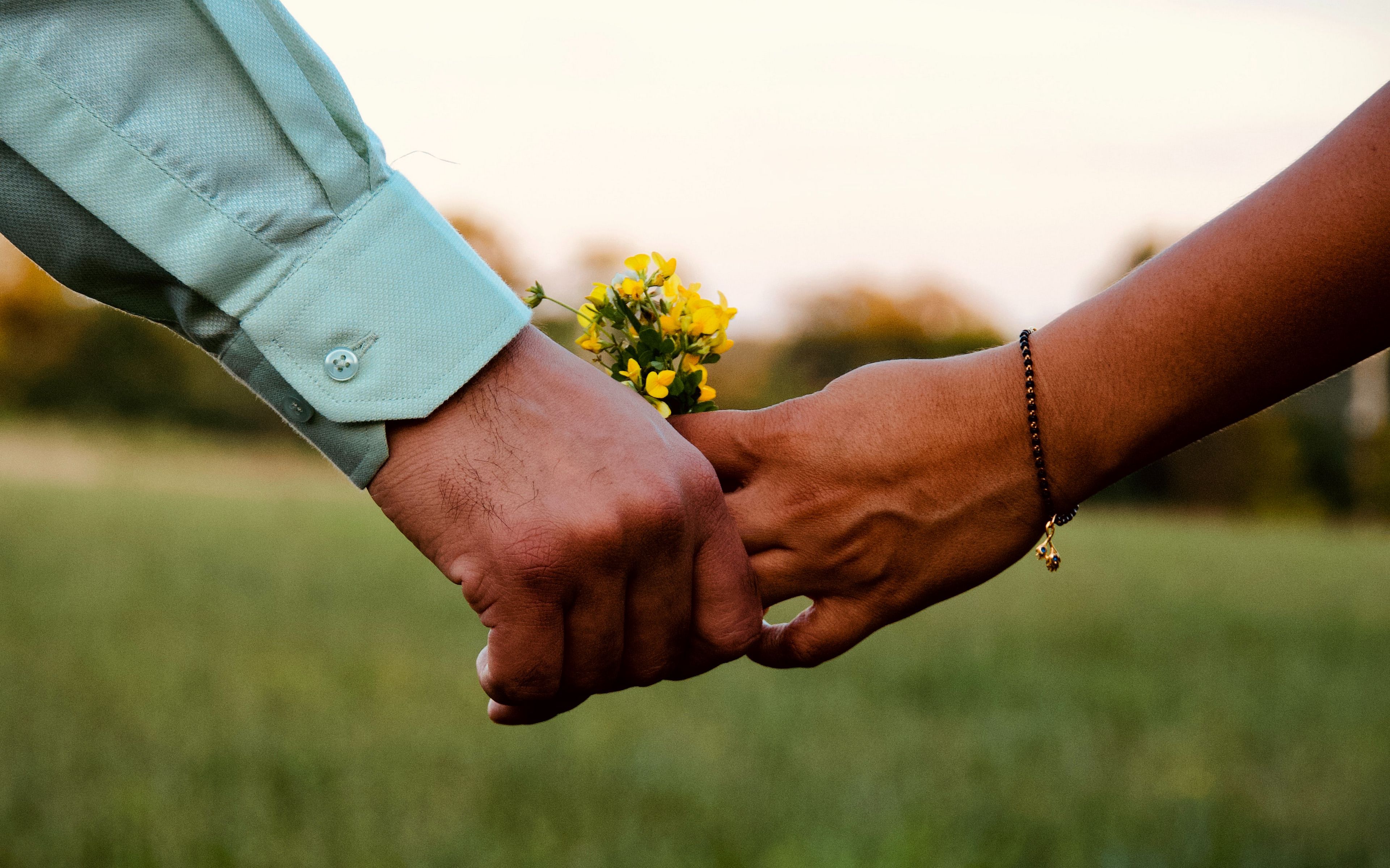 Download wallpaper 3840x2400 hands, flowers, touch, love 4k ultra hd 16 ...