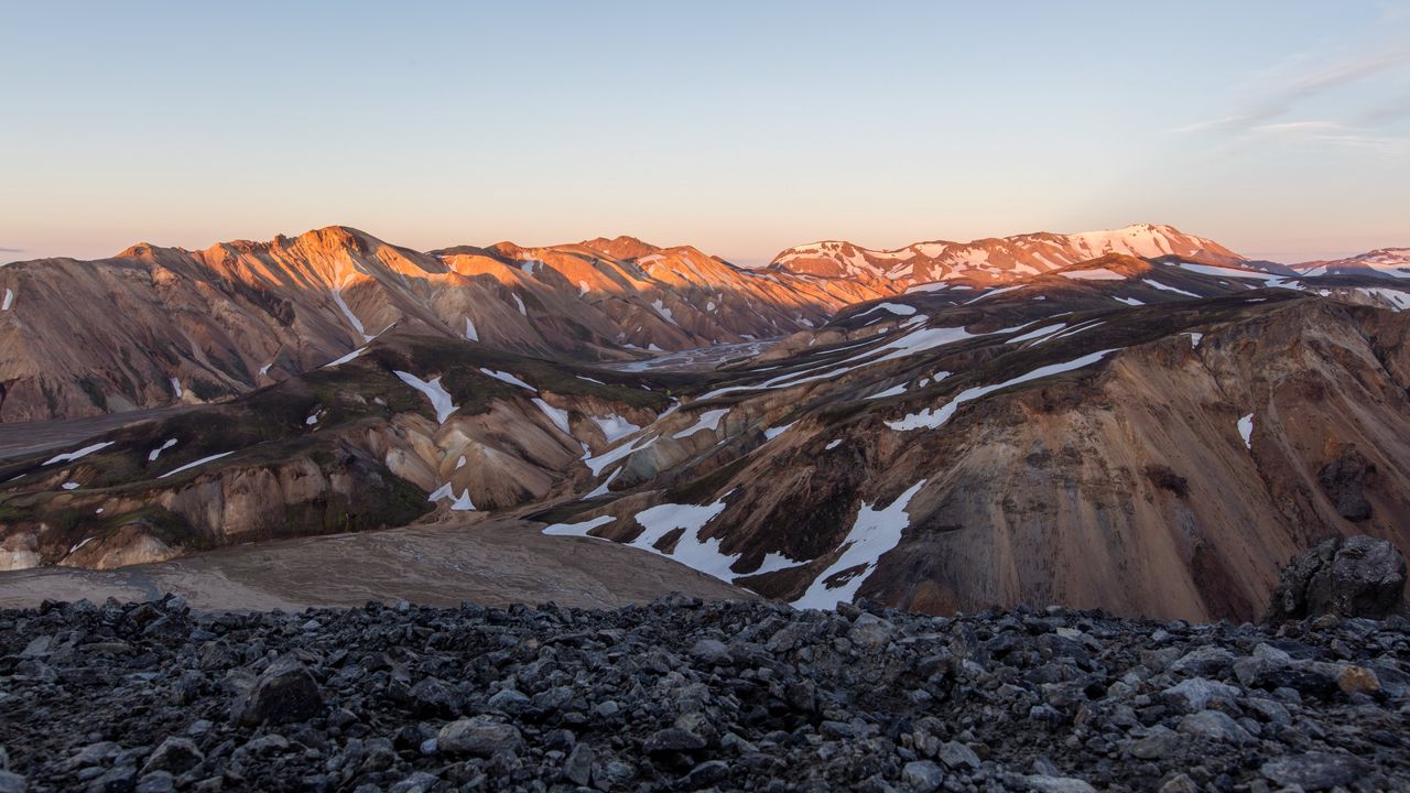 Wallpaper hills, mountains, snow, stones, nature hd, picture, image