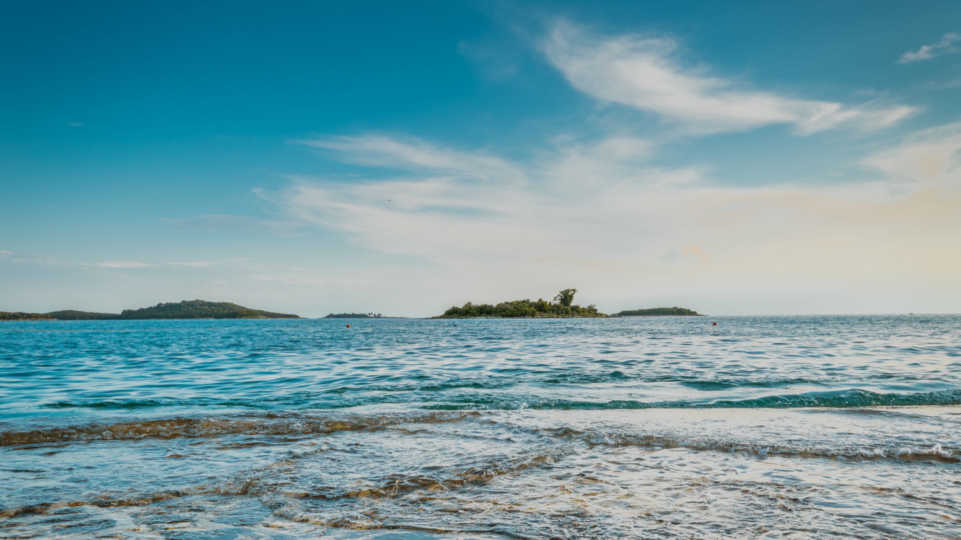 Download wallpaper 1920x1080 horizon, island, waves full hd, hdtv, fhd ...