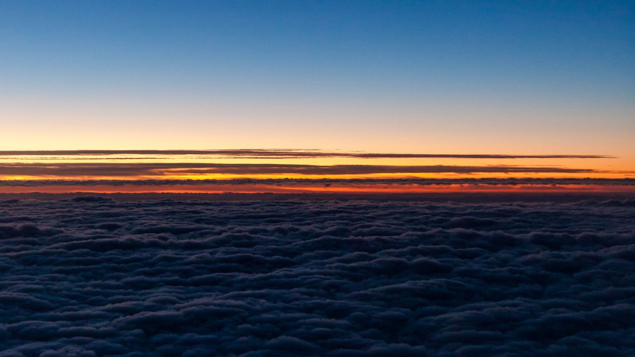Wallpaper horizon, sky, clouds, sunset hd, picture, image
