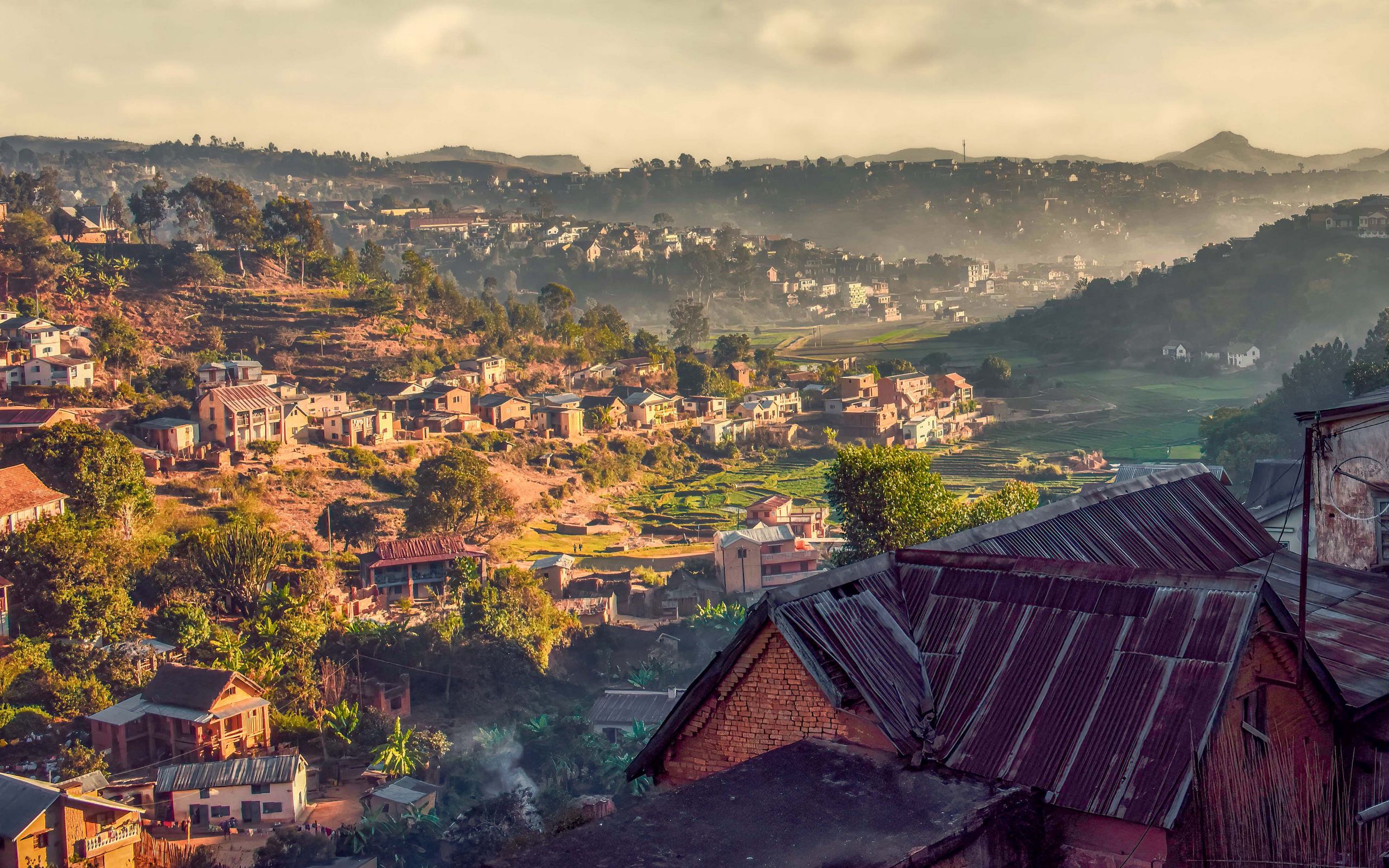 Download wallpaper 2560x1600 houses, trees, slopes, madagascar ...