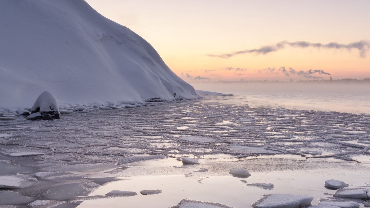 Wallpaper ice, snow, lake, shore, winter, nature hd, picture, image