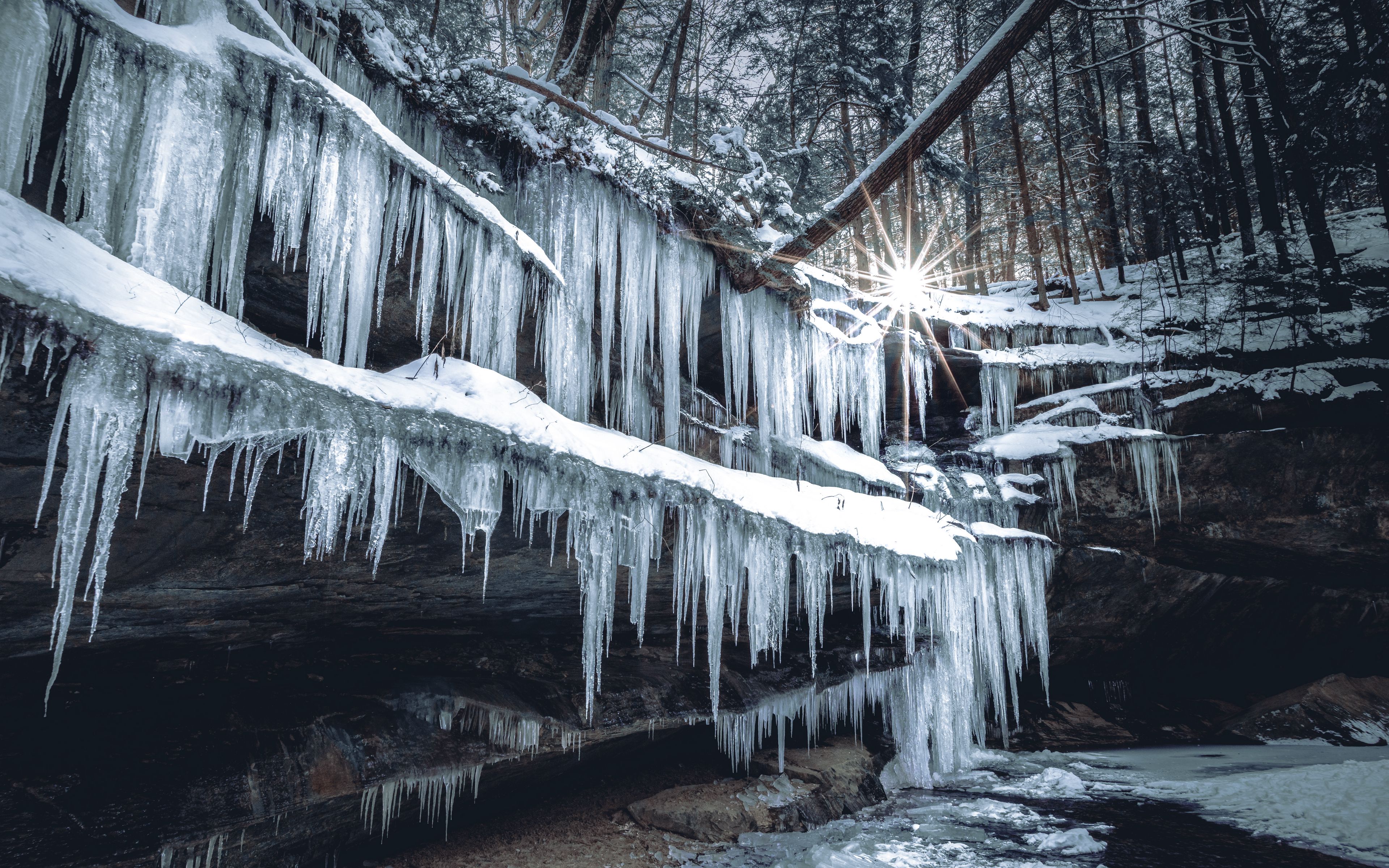 Download wallpaper 3840x2400 icicles, ice, winter, sun 4k ultra hd 16: ...