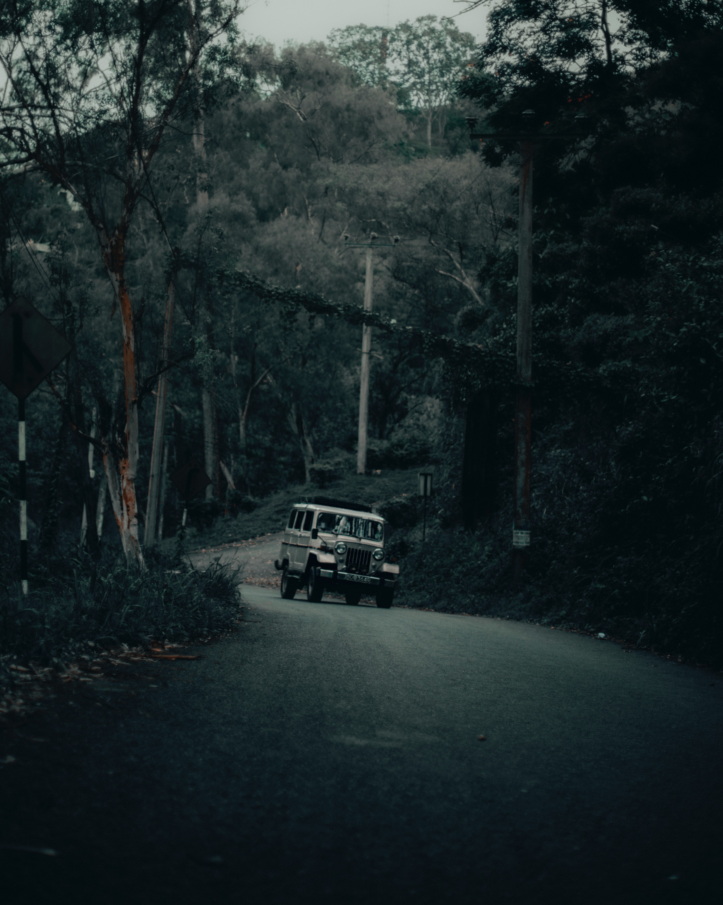 Download wallpaper 3010x3763 jeep, car, suv, gray, old, road hd background