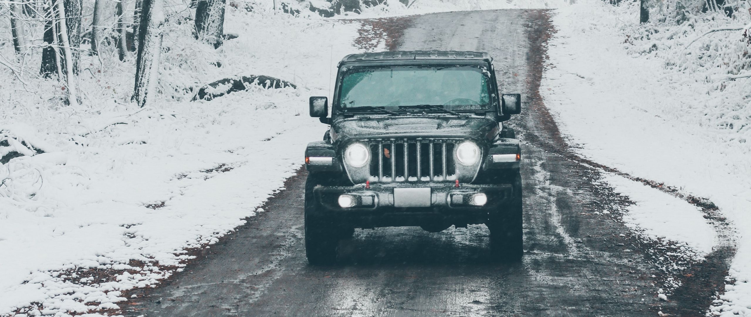 Download wallpaper 2560x1080 jeep wrangler, jeep, car, suv, road, snow ...