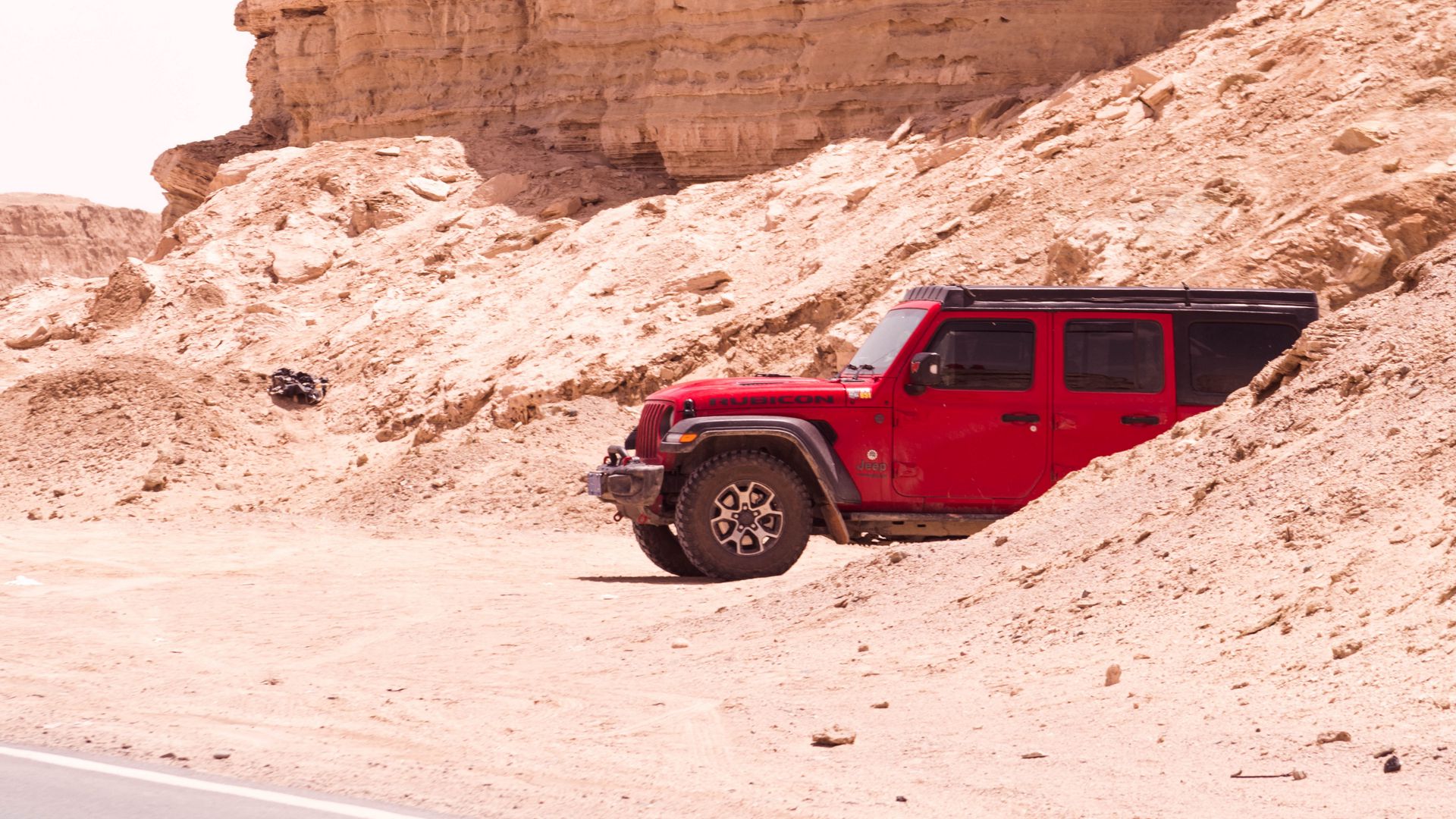 Download wallpaper 1920x1080 jeep wrangler, jeep, car, suv, red, rock ...