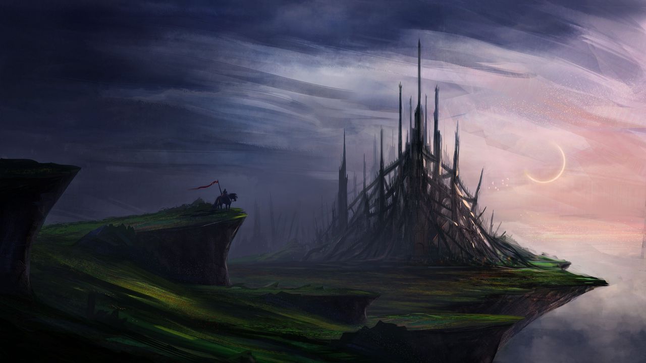 Wallpaper knight, horseman, horse, castle, art hd, picture, image
