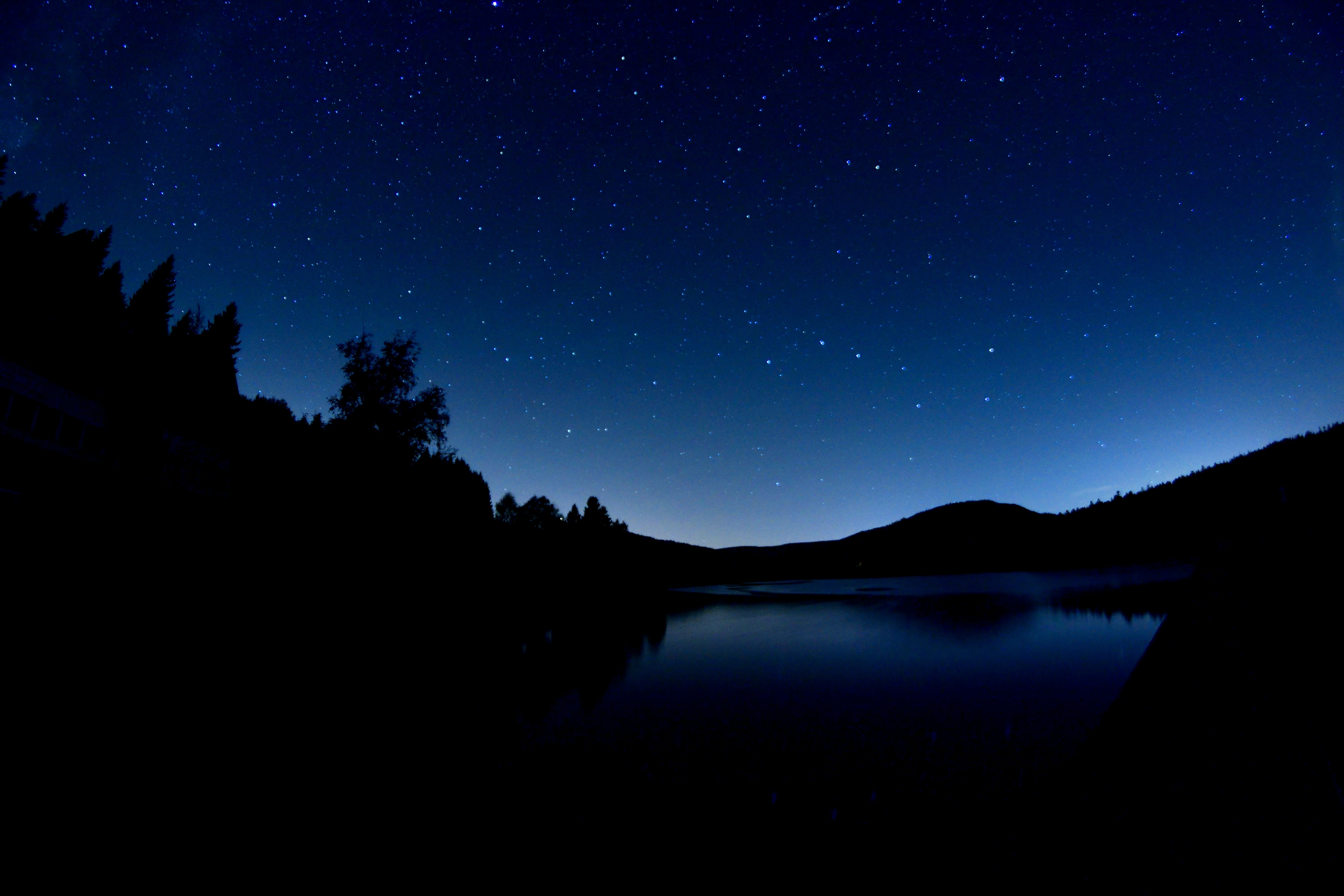 Download wallpaper 6000x4000 lake, dark, night, starry sky, landscape ...