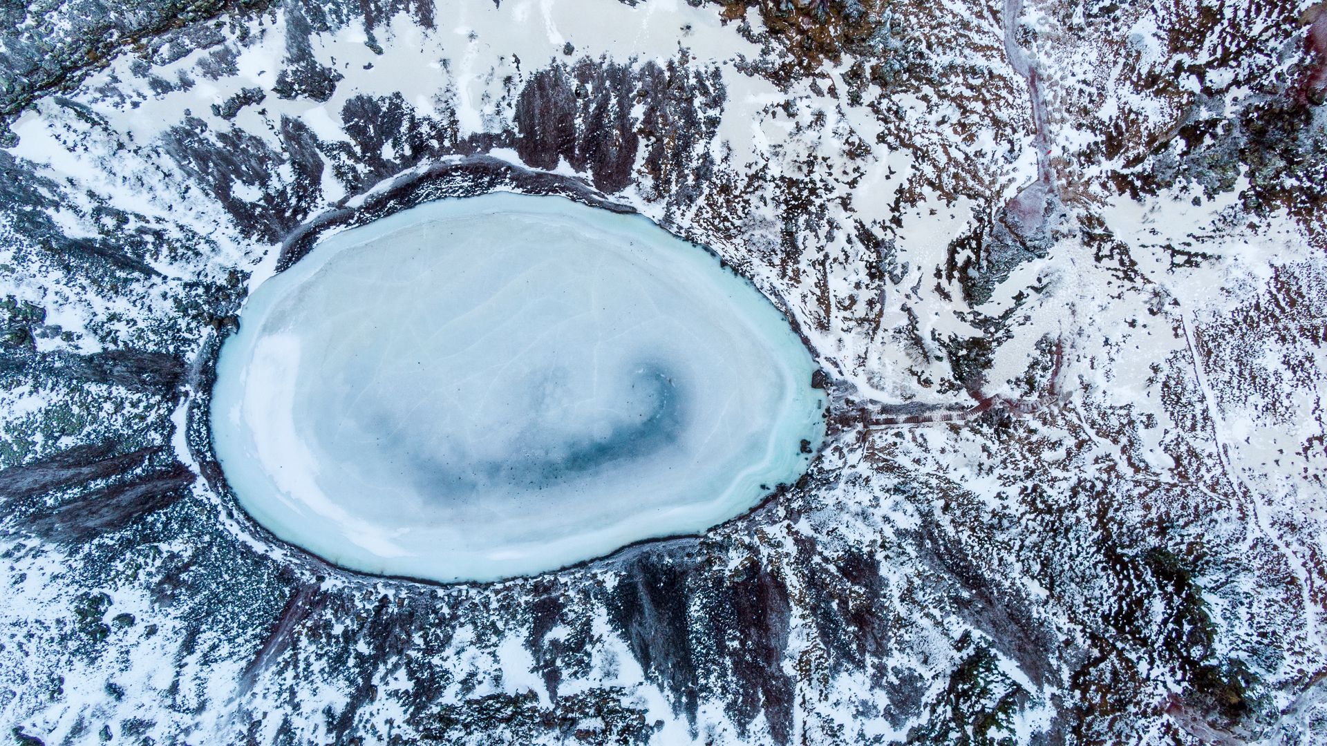 Download wallpaper 1920x1080 lake, ice, aerial view, winter, landscape ...