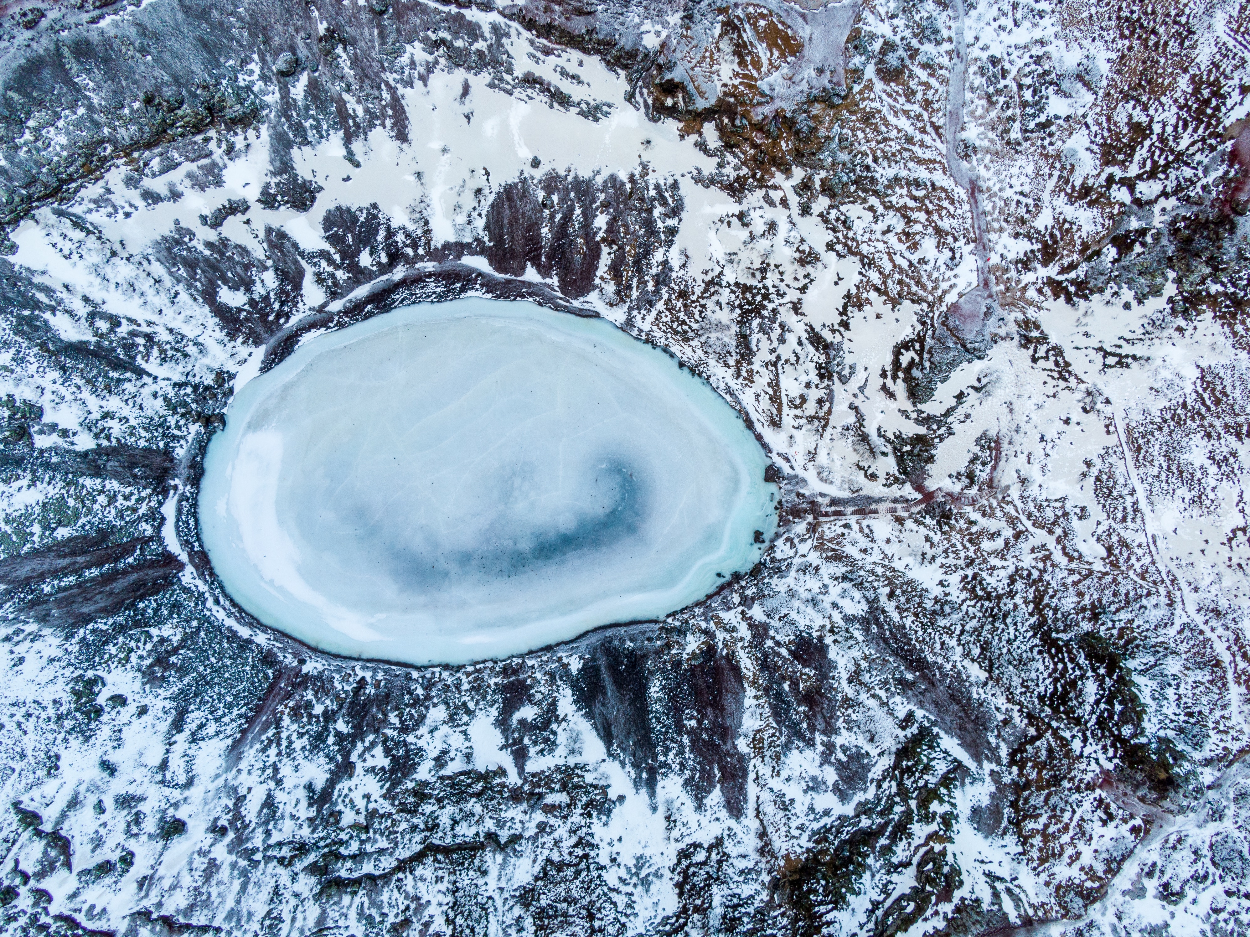 Download wallpaper 3992x2992 lake, ice, aerial view, winter, landscape ...