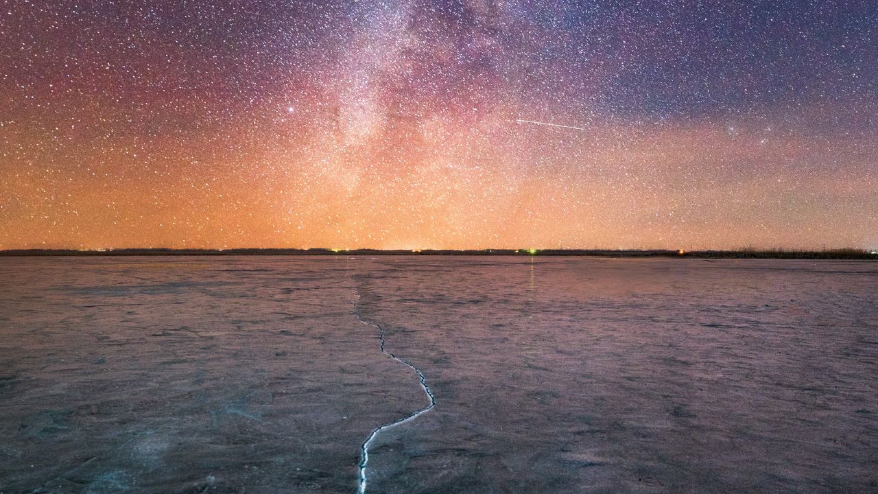 Wallpaper lake, ice, starry sky, night, nature hd, picture, image