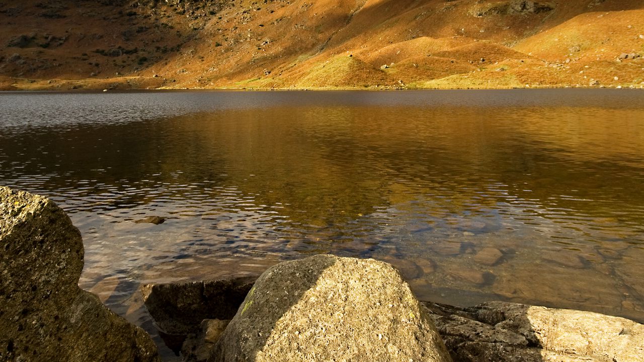 Wallpaper lake, rocks, stones, water, shore hd, picture, image