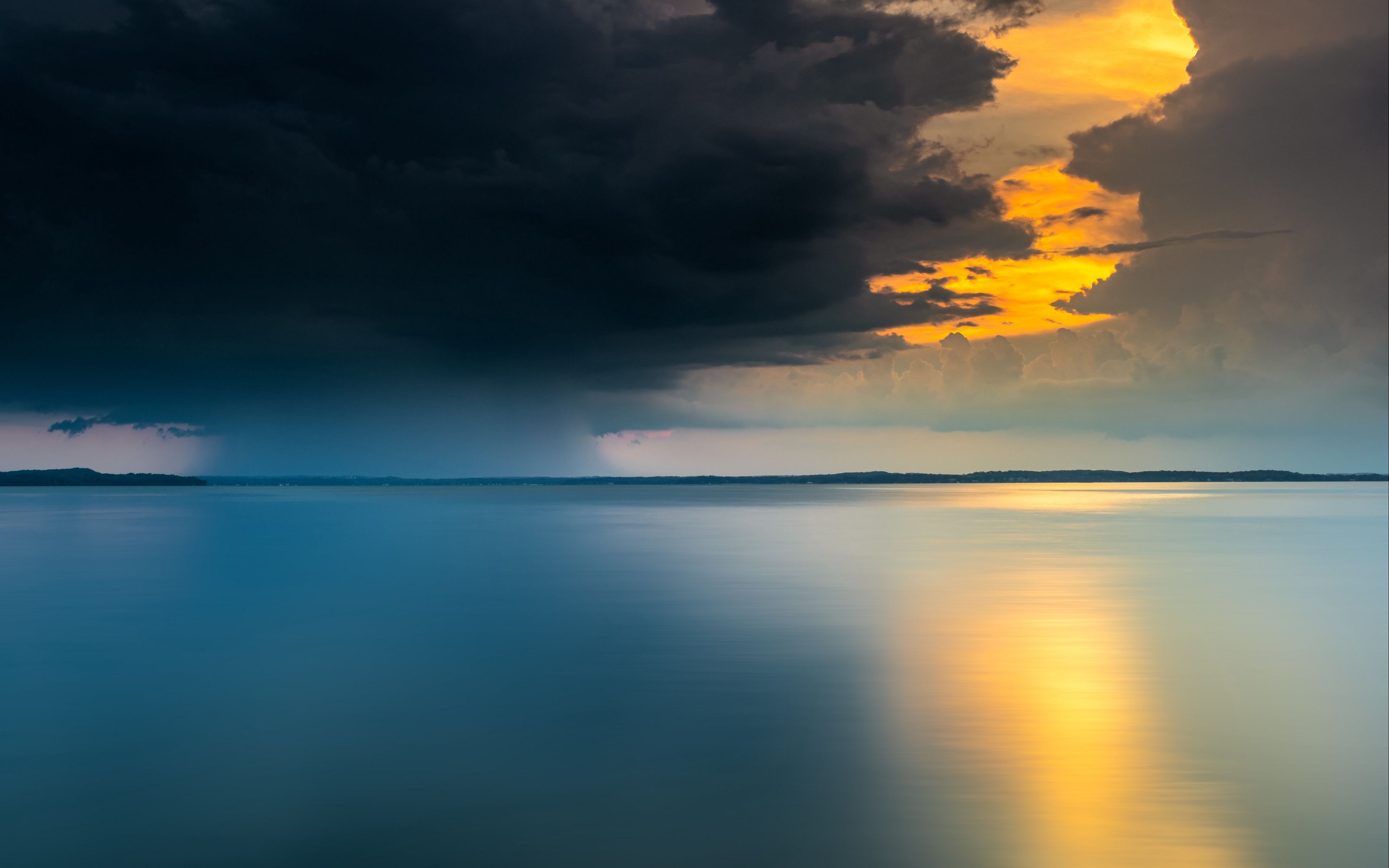 Download wallpaper 3840x2400 lake, sunset, glare, sky, clouds 4k ultra ...