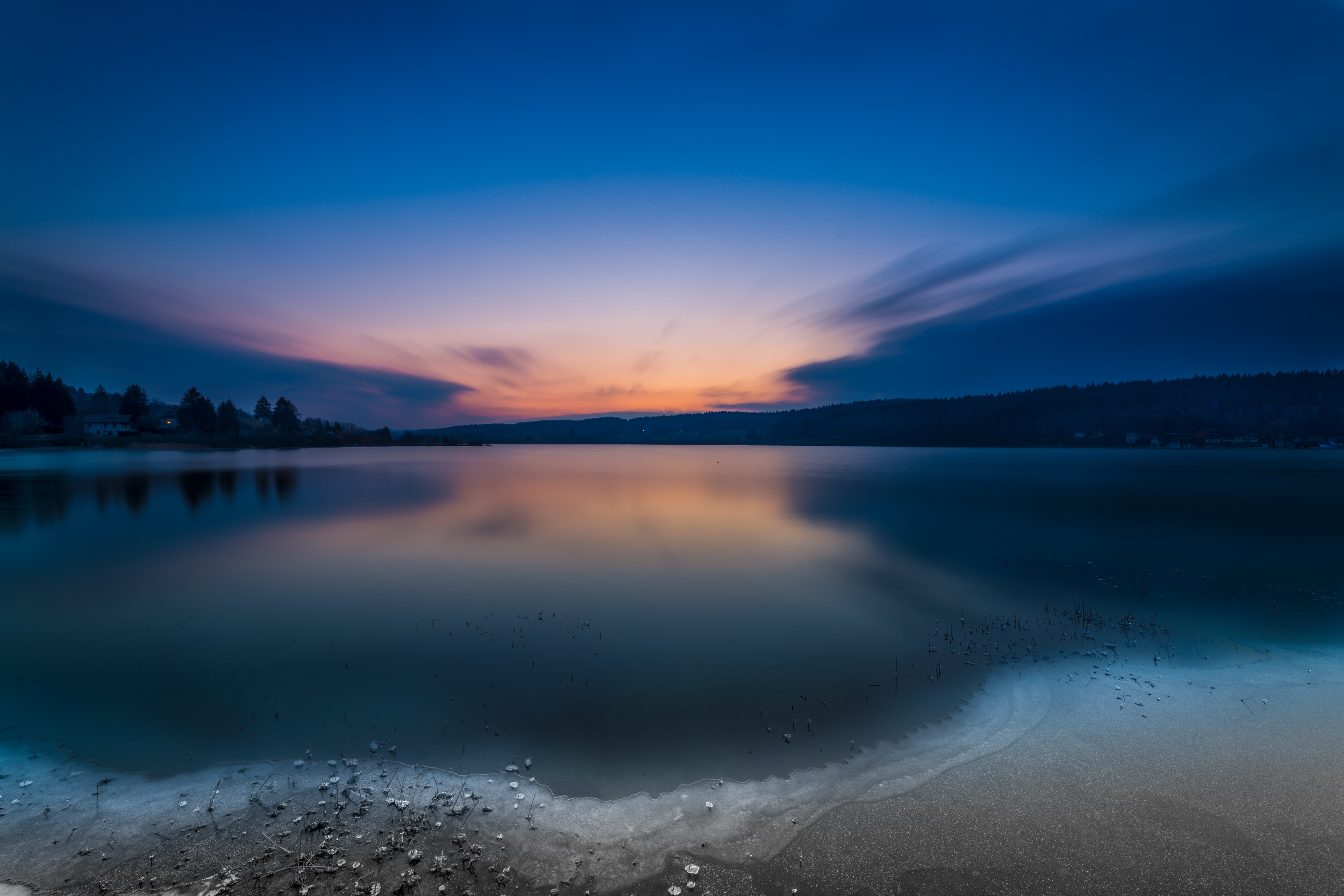 Download wallpaper 6000x4000 lake, sunset, horizon hd background