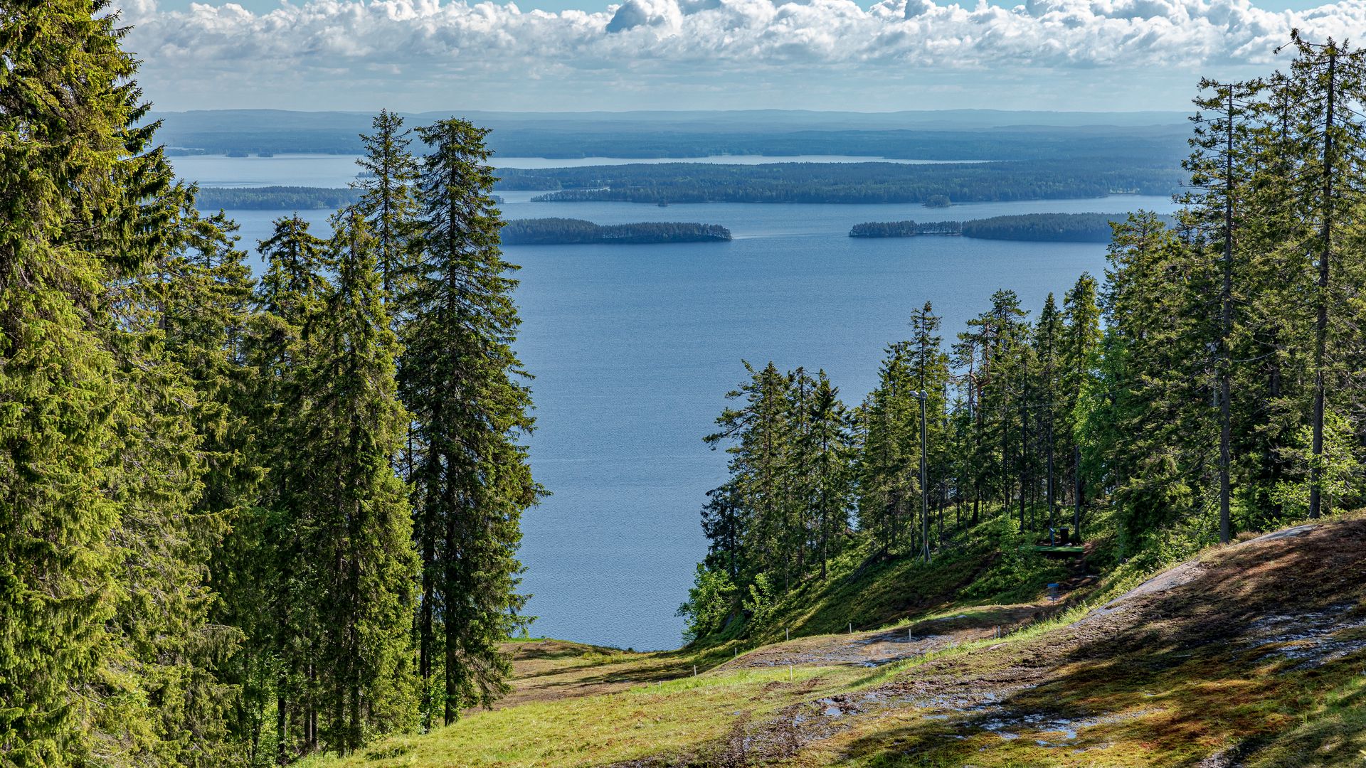 Download wallpaper 1920x1080 lake, trees, shore full hd, hdtv, fhd ...