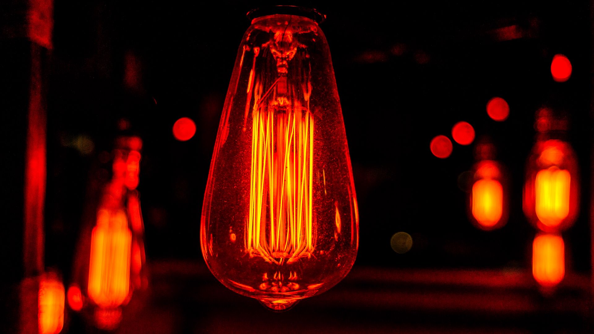 Download wallpaper 1920x1080 incandescent lamp, lamp, light, red full ...