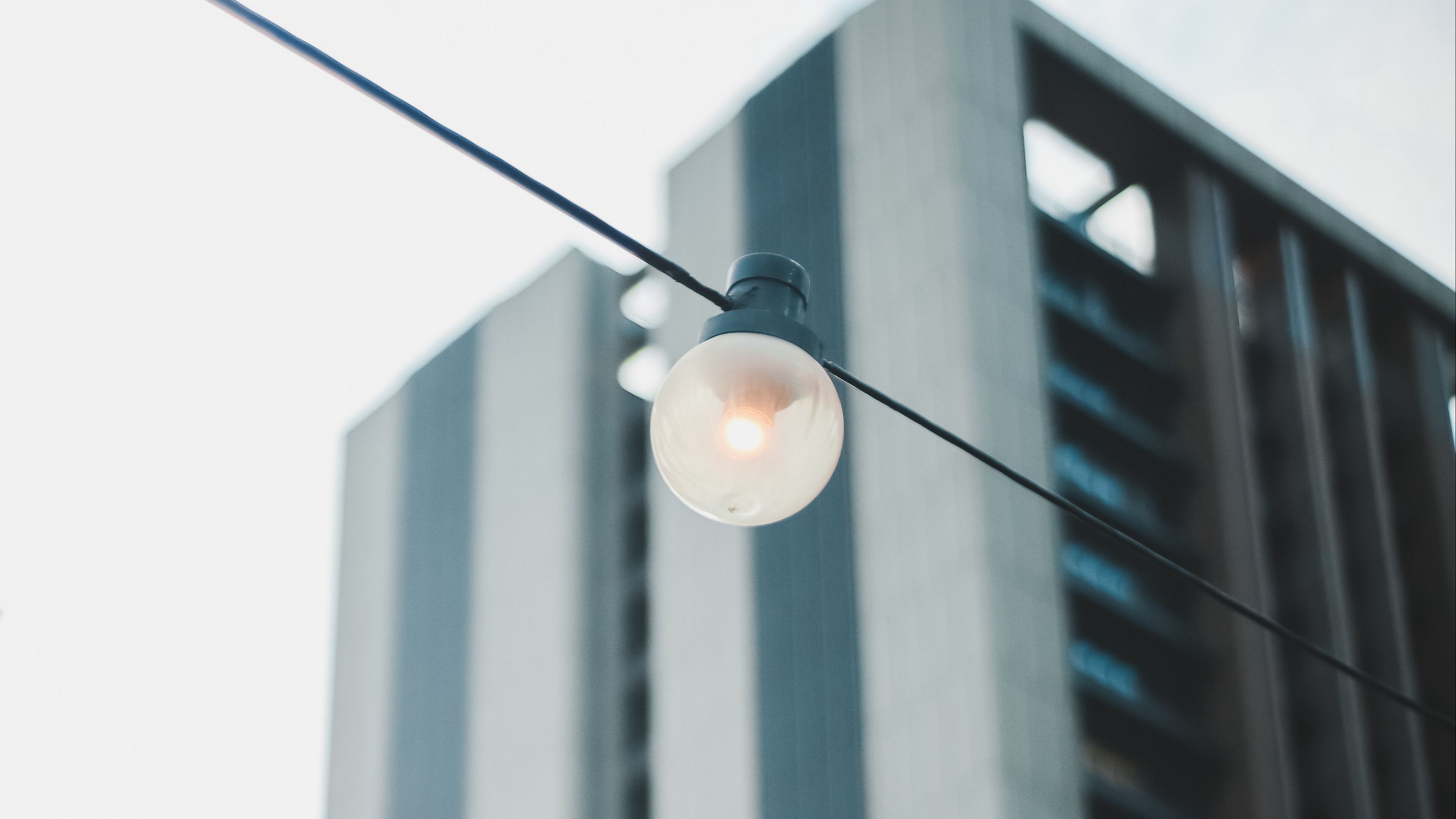 Download wallpaper 3840x2160 lamp, wires, building, focus 4k uhd 16:9 ...