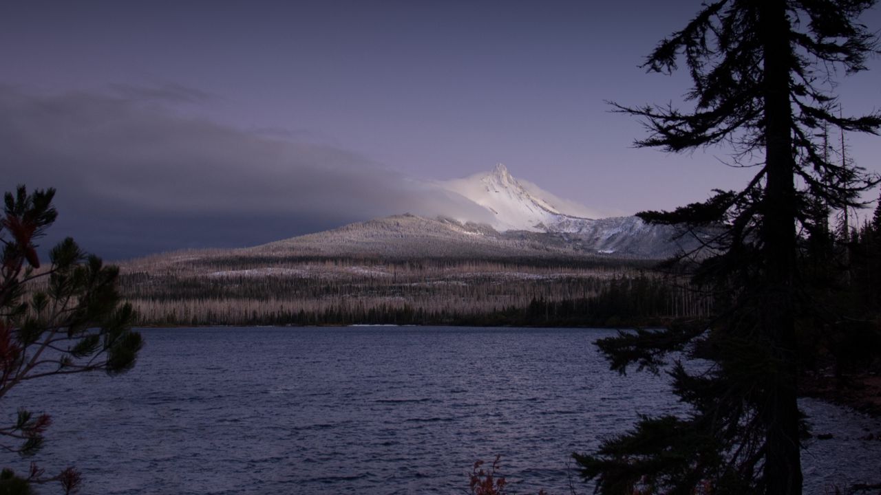 Wallpaper landscape, mountain, snow, winter, lake, forest, water ...