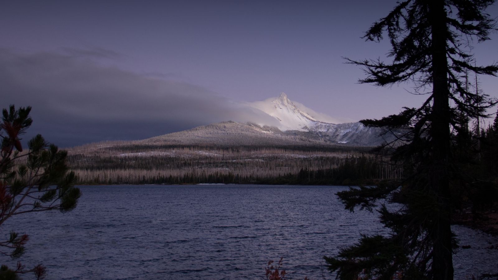 Download wallpaper 1600x900 landscape, mountain, snow, winter, lake ...