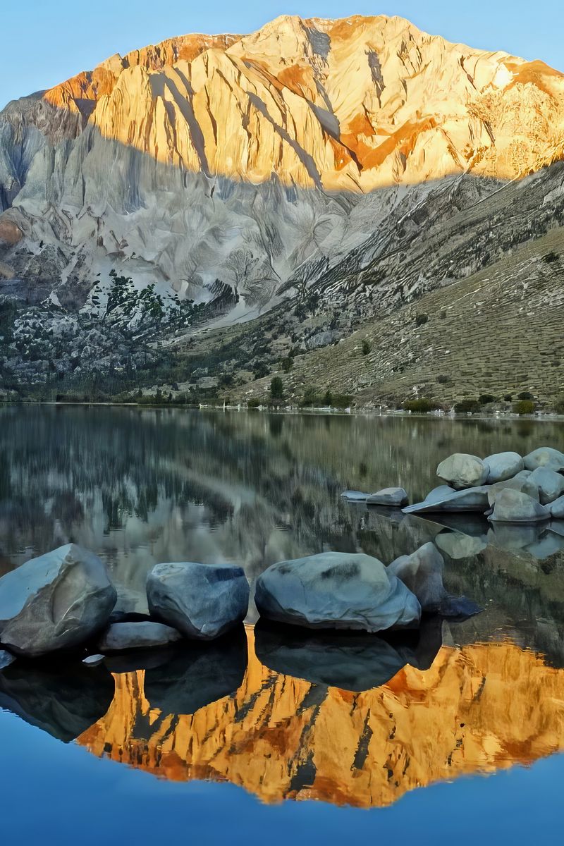 Download wallpaper 800x1200 landscape, mountains, rocks, reflection ...