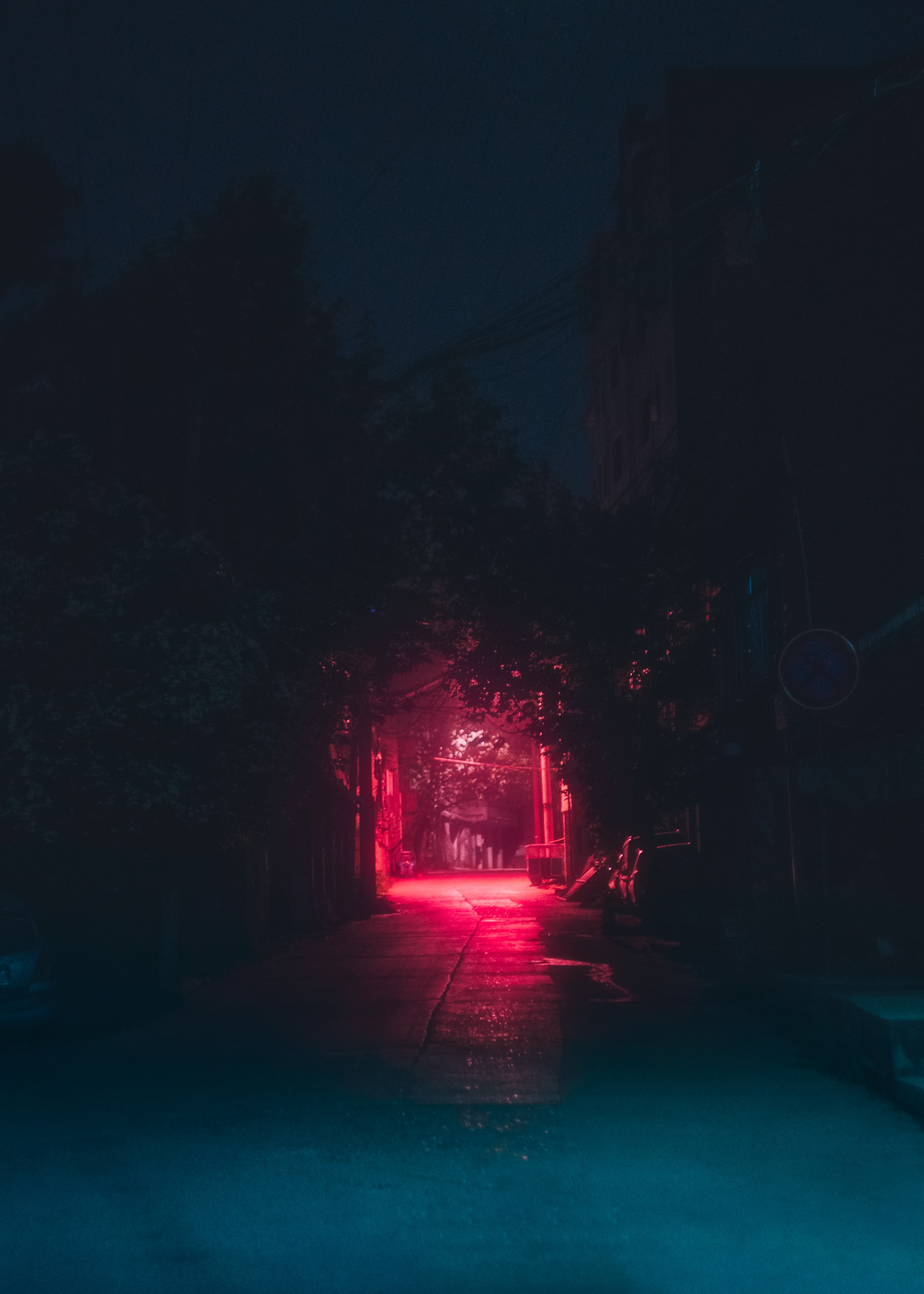 Download wallpaper 3098x4337 lane, night, dark, urban, lighting, red hd ...