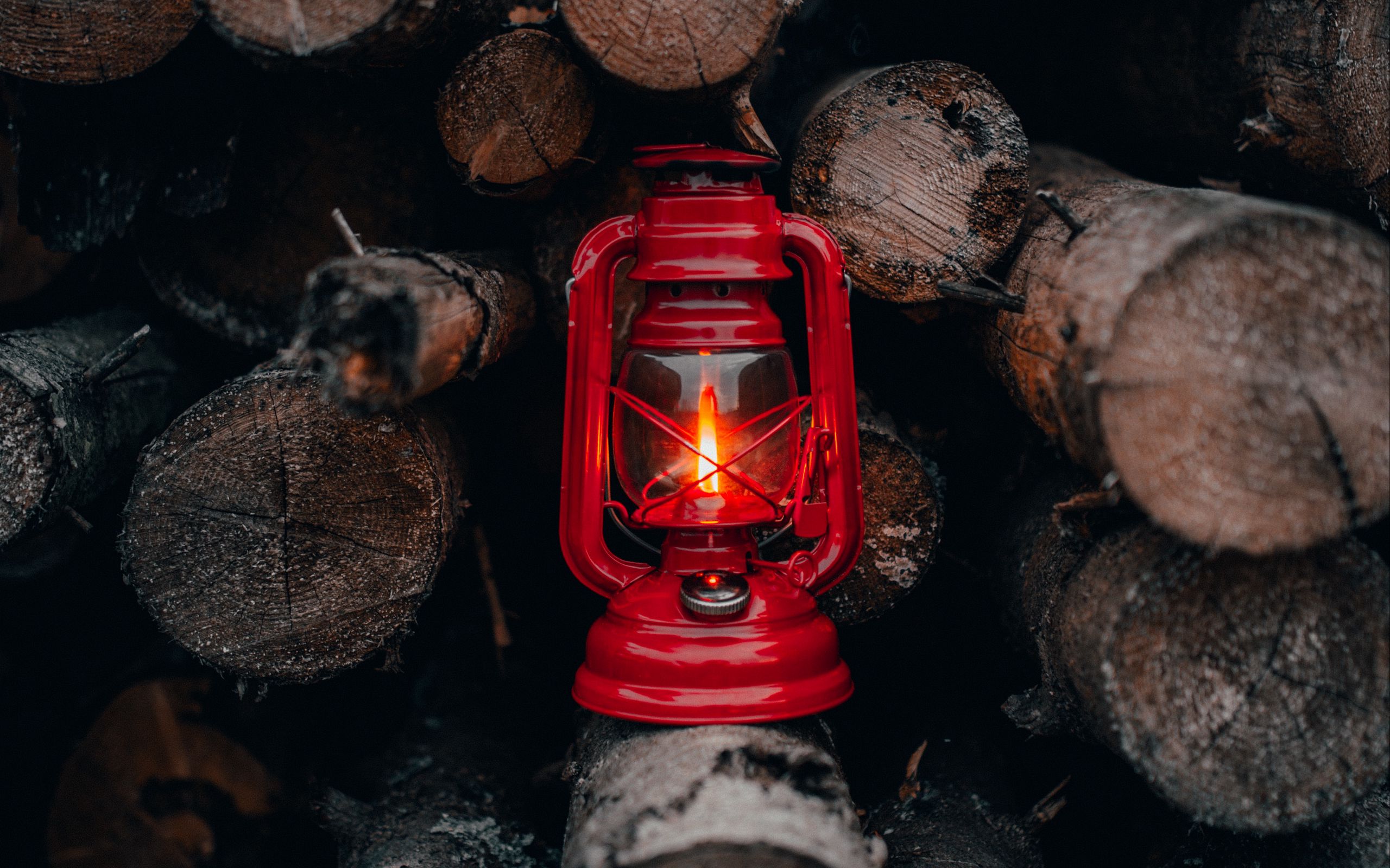Download wallpaper 2560x1600 lantern, red, firewood, fire, light ...