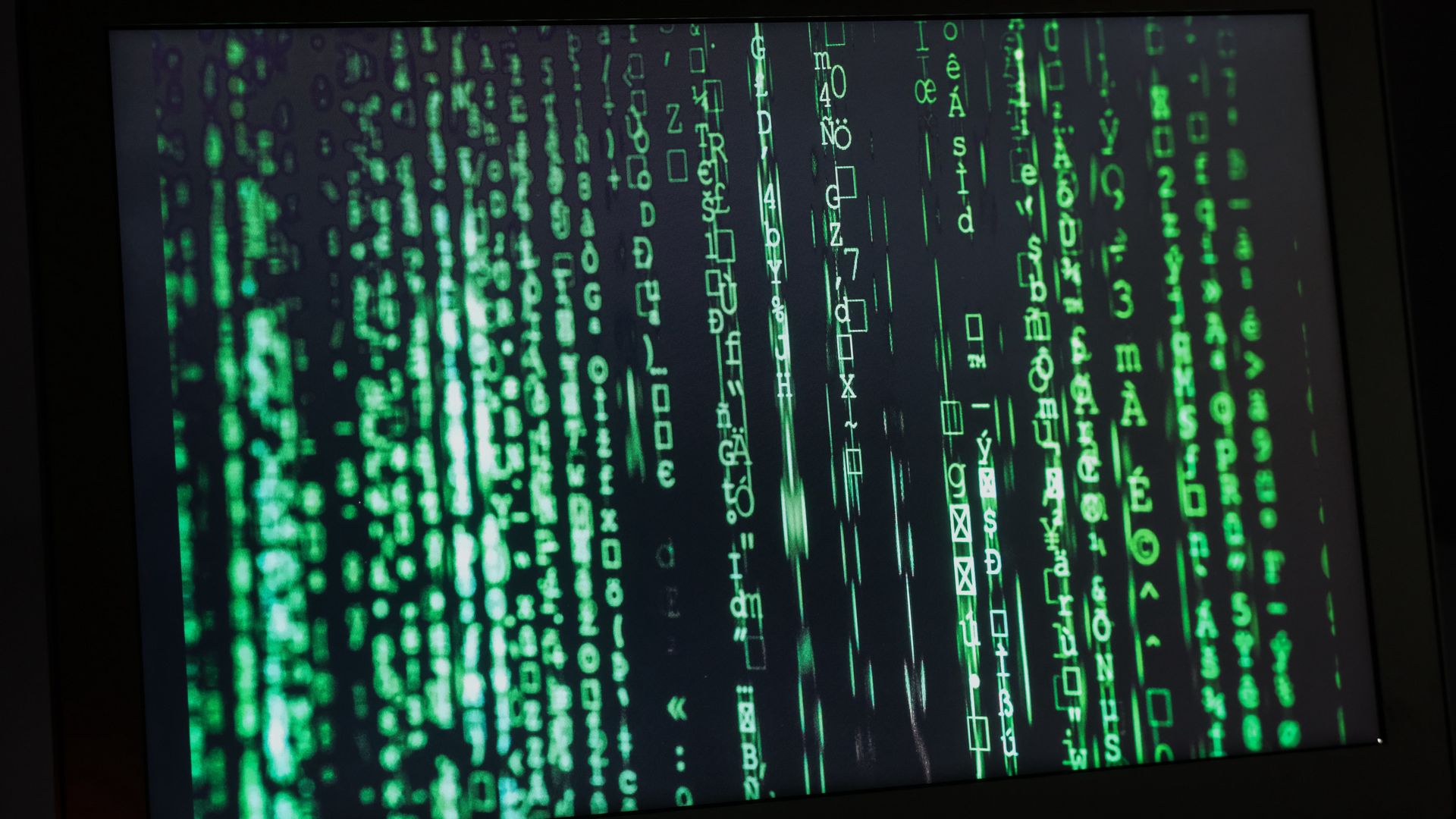 Download wallpaper 1920x1080 laptop, symbols, code, matrix, technology ...