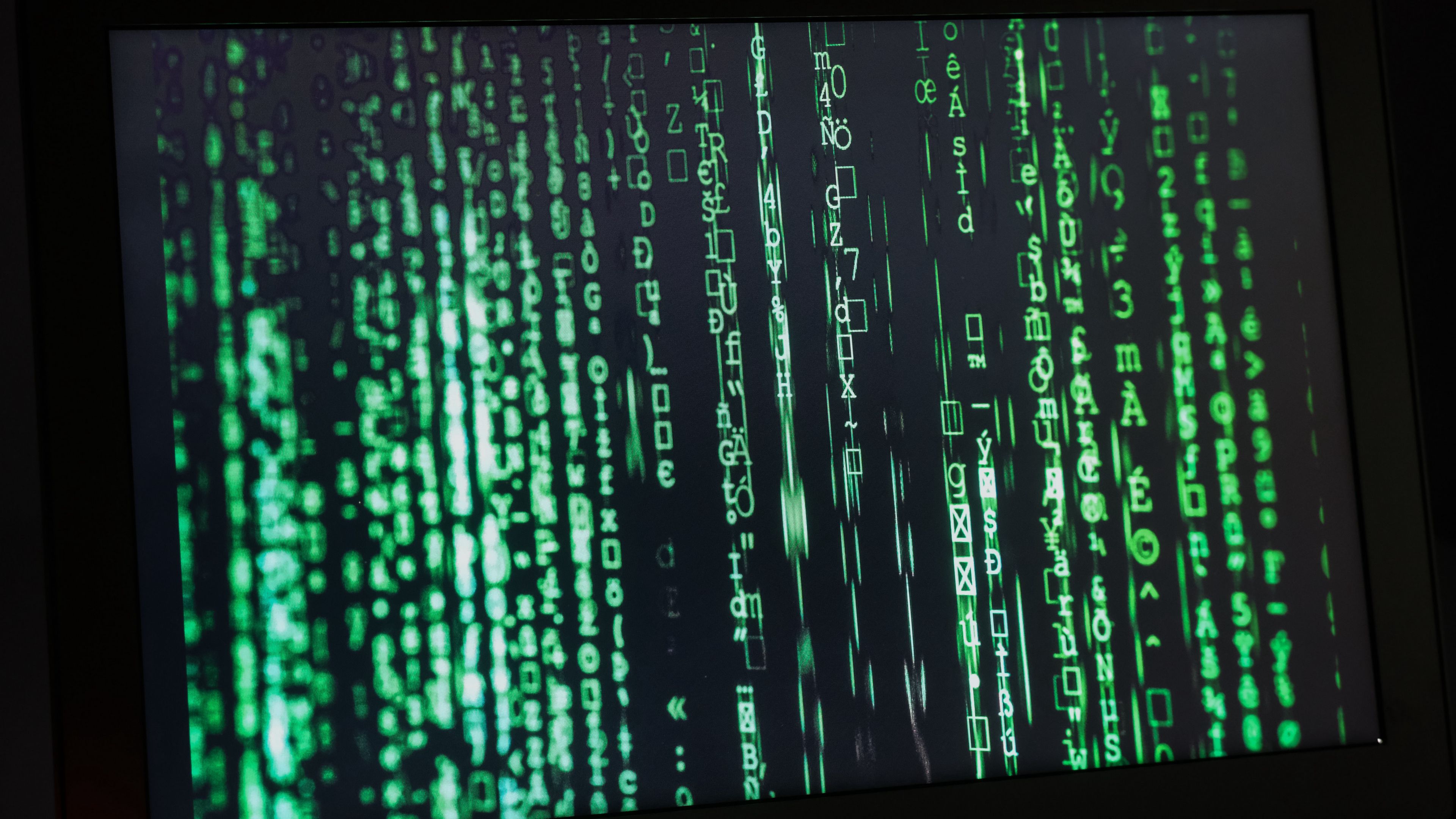 Download wallpaper 3840x2160 laptop, symbols, code, matrix, technology ...