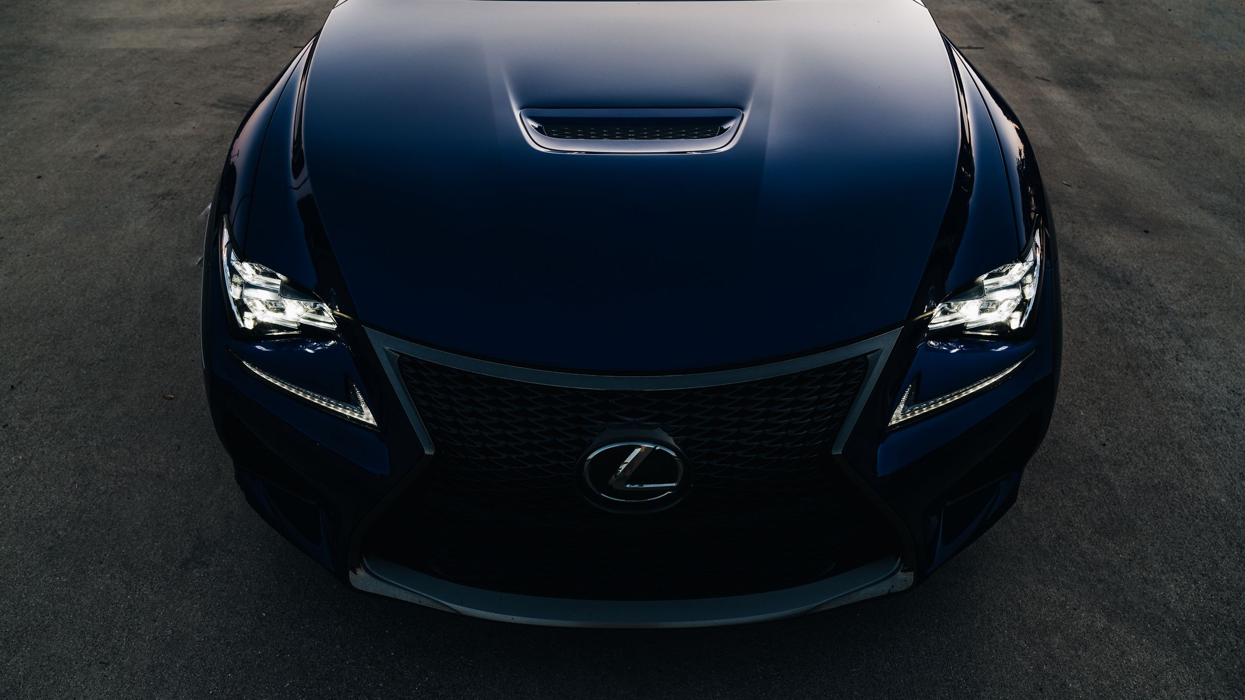 Download wallpaper 2560x1440 lexus rc f, lexus, headlight, bonnet ...