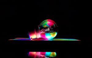 Wallpaper light bulb, sparks, reflection, glow hd, picture, image