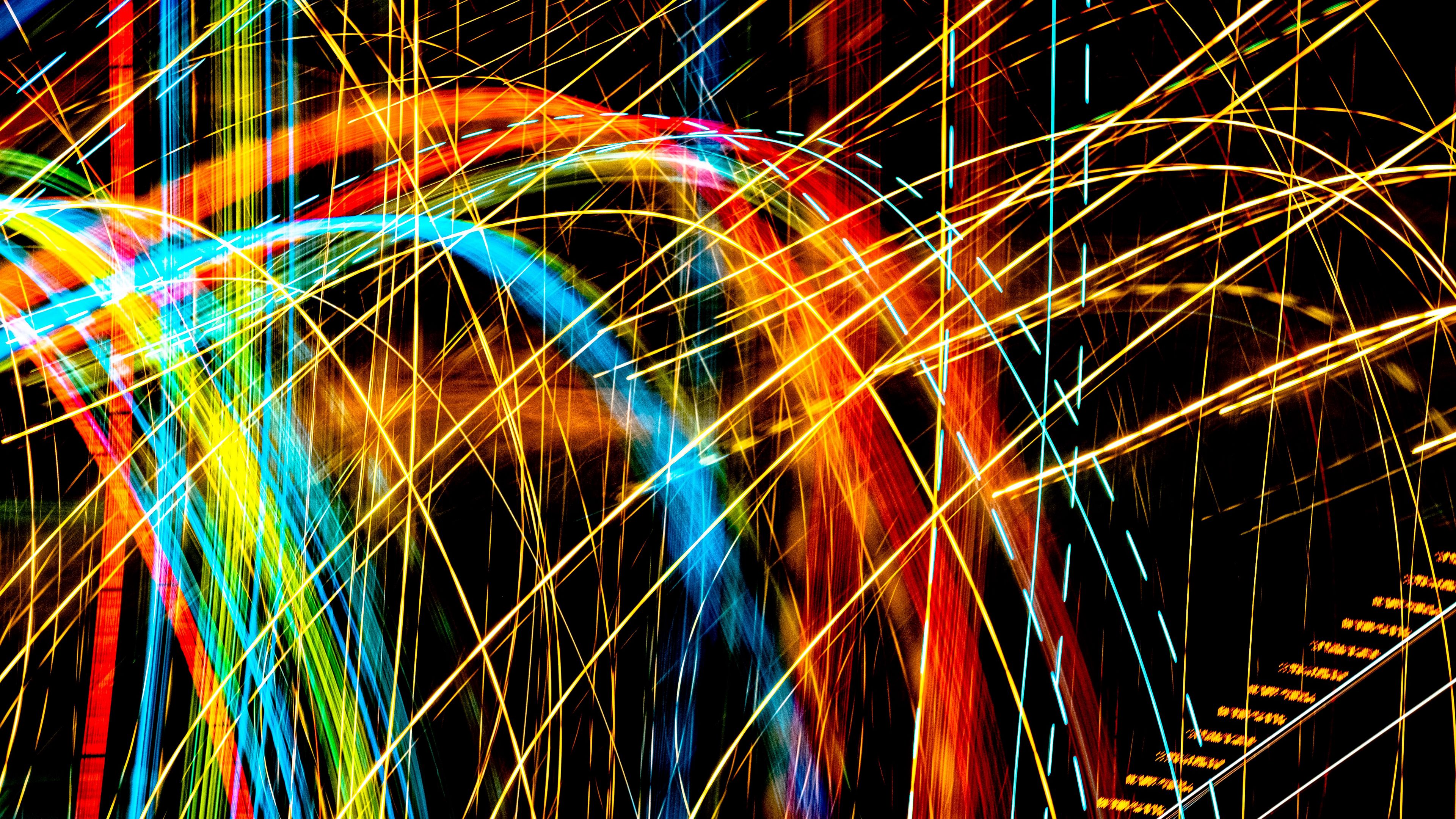 Download wallpaper 3840x2160 light, lines, colorful, abstraction, long ...