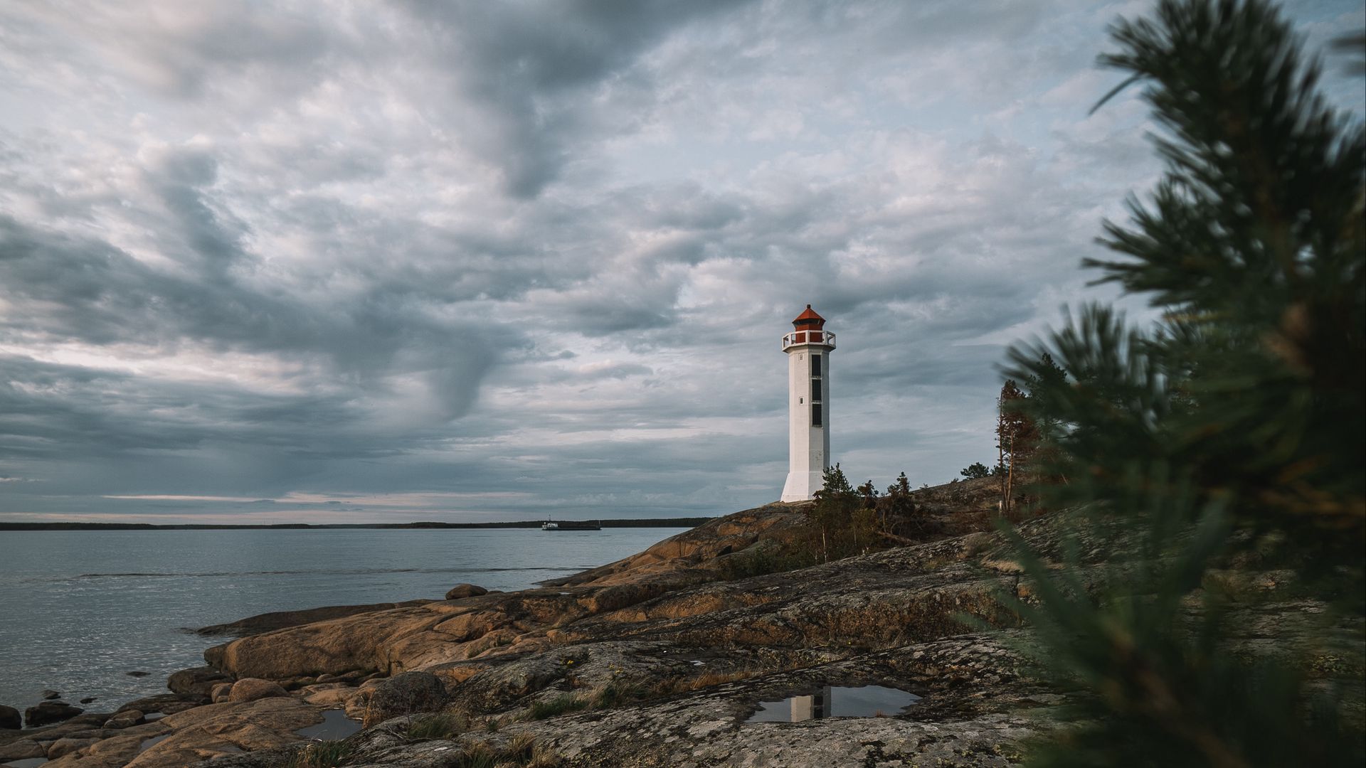 Download wallpaper 1920x1080 lighthouse, building, sea, rocks, sky full ...