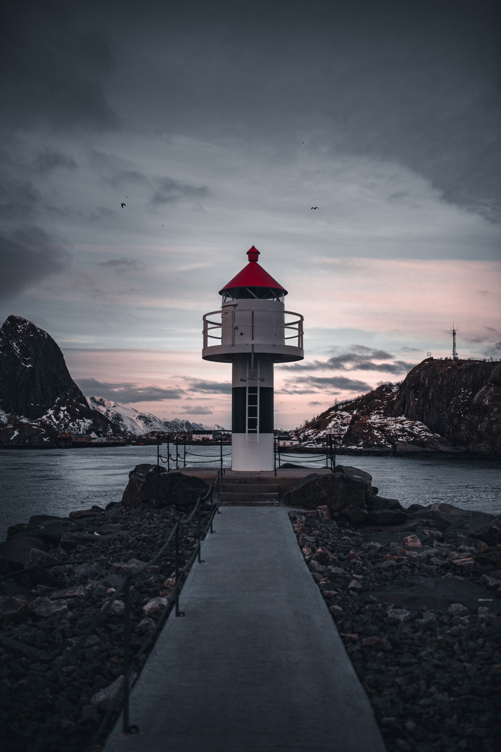 Download wallpaper 2000x3000 lighthouse, building, sea, road, rocks hd ...