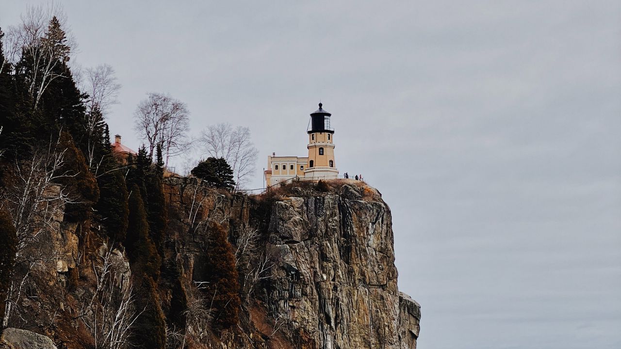 Wallpaper lighthouse, rock, sea, shore, nature hd, picture, image